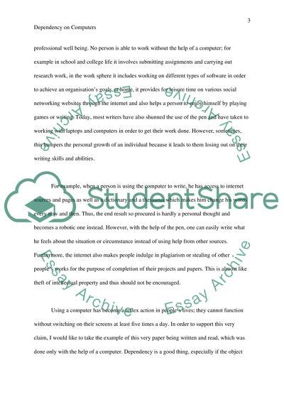 Dependency On Computers Essay Example Topics And Well Written Essays