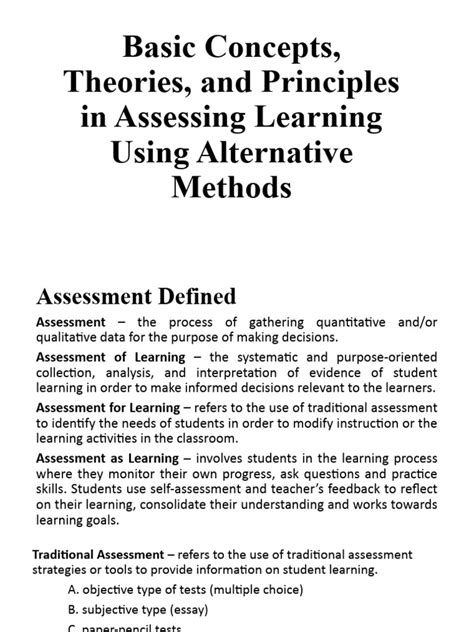 L1 Basic Concepts Theories And Principles In Pdf Educational Assessment Learning