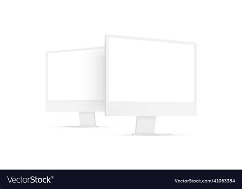 Clay Computer Monitors Mockups With Blank Screens Vector Image