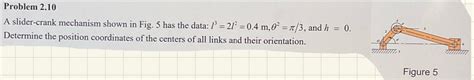 Solved Problem A Slider Crank Mechanism Shown In Fig Chegg Com