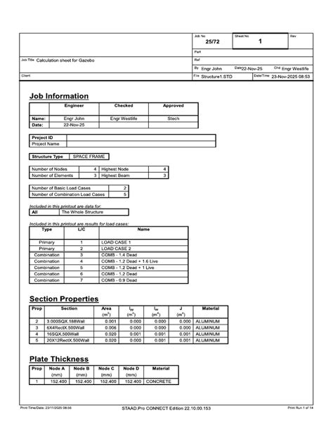 Calculation Sheet From Staad Pdf