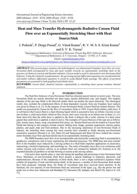 Heat And Mass Transfer Hydromagnetic Radiative Casson Fluid Flow Over An Exponentially