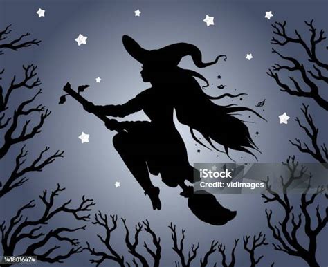 할로윈 마녀 일러스트레이션 빗자루에 날아 다니는 소녀 손으로 그린 벡터 일러스트레이션 빗자루 스케치에 젊은 여성 할로윈 젊은 마녀 0명에 대한 스톡 벡터 아트 및 기타