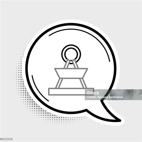 회색 배경에 격리 된 라인 어트랙션 회전 목마 아이콘 놀이 공원 어린이 엔터테인먼트 놀이터 레크리에이션 공원 다채로운 개요 개념 벡터 검은색에 대한 스톡 벡터 아트 및 기타