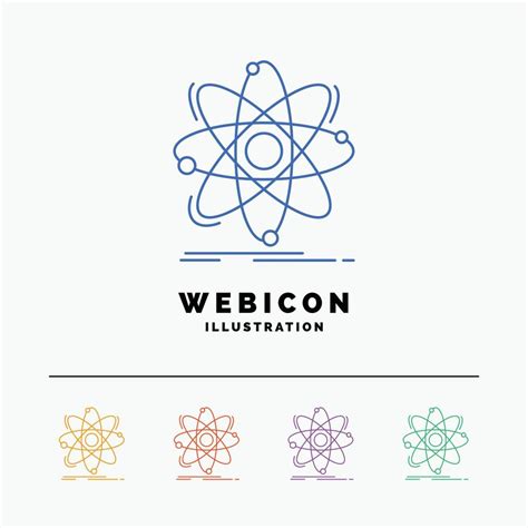 Atom Science Chemistry Physics Nuclear 5 Color Line Web Icon Template Isolated On White