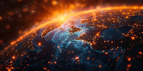 Digital Map Of The World Network And Connectivity Data Transfer And
