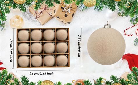 Maloki 12 Pcs Velvet Christmas Ornaments Balls 236 Inch