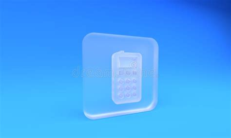 Frosted Glass Remote Control Icon Isolated On Blue Background Square Frosted Glass Button Stock