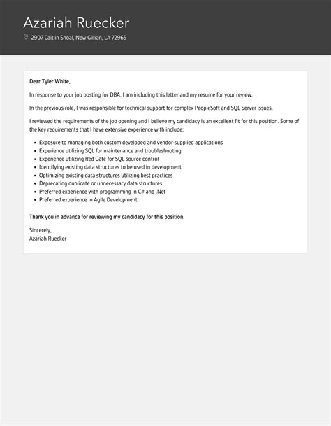 Dba Cover Letter Velvet Jobs