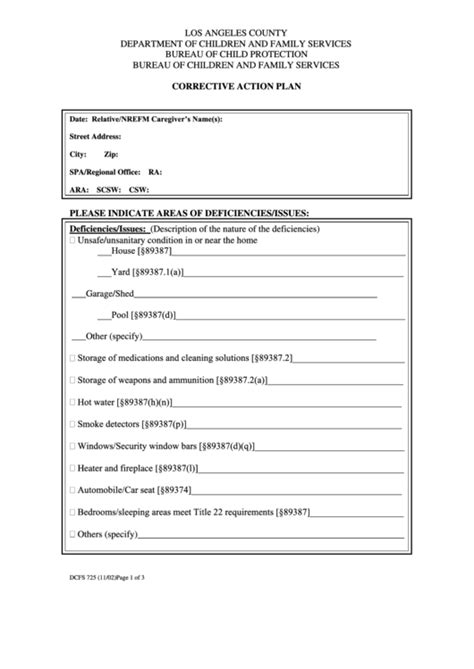 Corrective Action Plan Printable Pdf Download