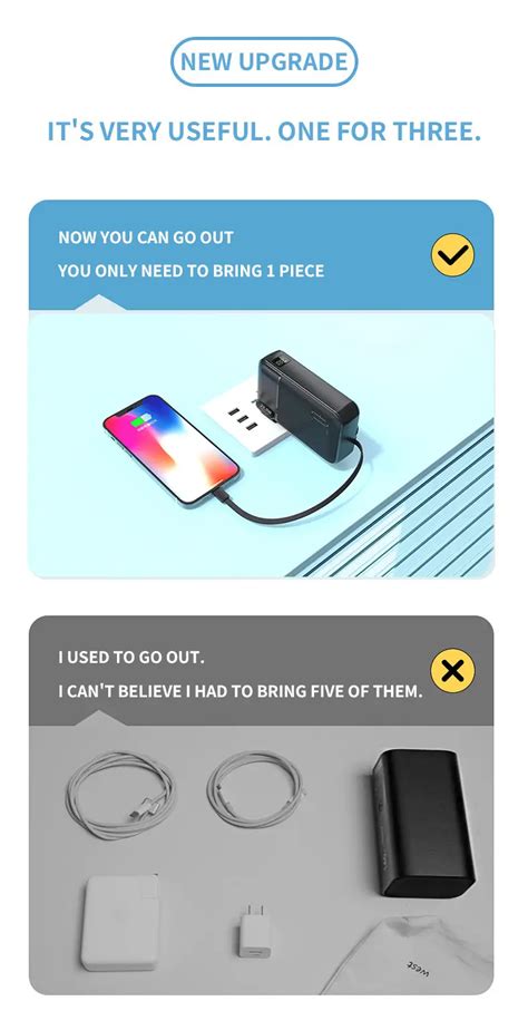 20000mah 휴대용 충전기 내장 케이블 및 벽면 플러그 22 5w Usb C 고속 충전 전원 은행 Led Temu