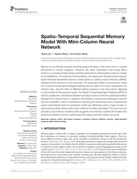 PDF Spatio Temporal Sequential Memory Model With Mini Column Neural