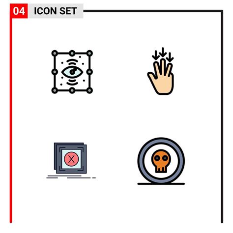 Mobile Interface Filledline Flat Color Set Of 4 Pictograms Of Creative
