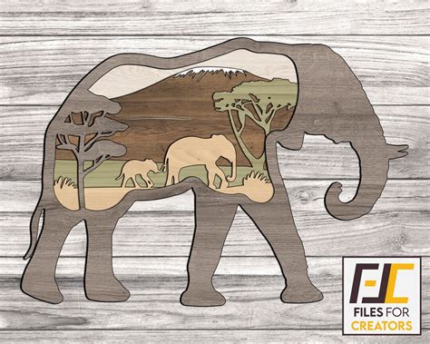 Elephant Laser Cut Svg Dxf Files Cnc Files For Wood Glowforge Ready