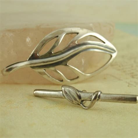 1 Oversized Stunning Leaf Toggle Clasp Sterling Silver Etsy