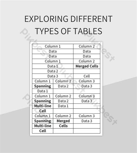 Exploring Different Types Of Tables Excel Template Free Download Pikbest