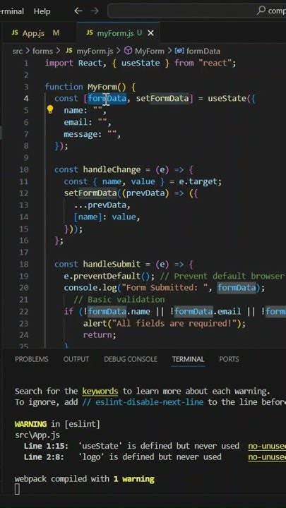 Form Submission In React Js Reactjs Shorts Frontend Webdevelopment Youtube