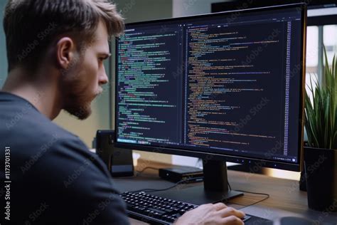 Programmer Types Swiftly On A Keyboard Focused On Debugging Intricate Lines Of Code In A Sleek