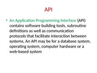 API is very imprtant concept in IOT.API based python programming. | PPTX | Programming Languages ...