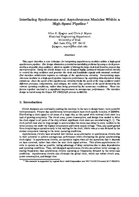 Pdf Interfacing Synchronous And Asynchronous Modules Within A High