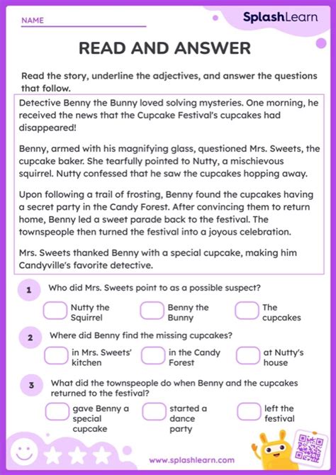 Year 2 English Reading Comprehension Worksheets Free Printable Age 6 7 Splashlearn