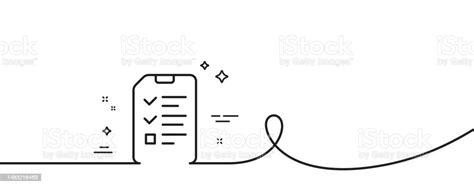 Checklist Document Line Icon File Sign Continuous Line With Curl Vector Stock Illustration