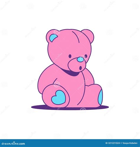 Y2k Pink Bear Toy With Heart Paw Romantic Cartoon Character Groovy Icon