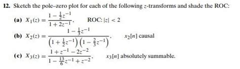 Solved Sketch The Pole Zero Plot For Each Of The Chegg
