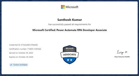 Microsoft Certified Power Automate Rpa Developer Associate Santhosh Kumar Posted On The Topic