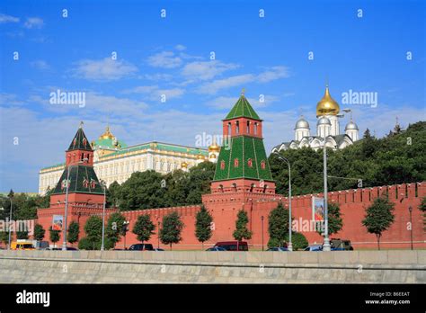 Red Brick Tower And Wall Of Moscow Kremlin City Architecture View