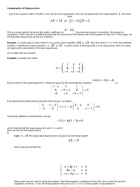 Eigen Values And Eigen Vectors Pdf Eigenvalues And Eigenvectors