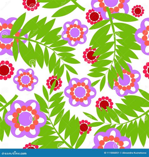 Fern And Flower Pattern Stock Illustration Illustration Of Nature