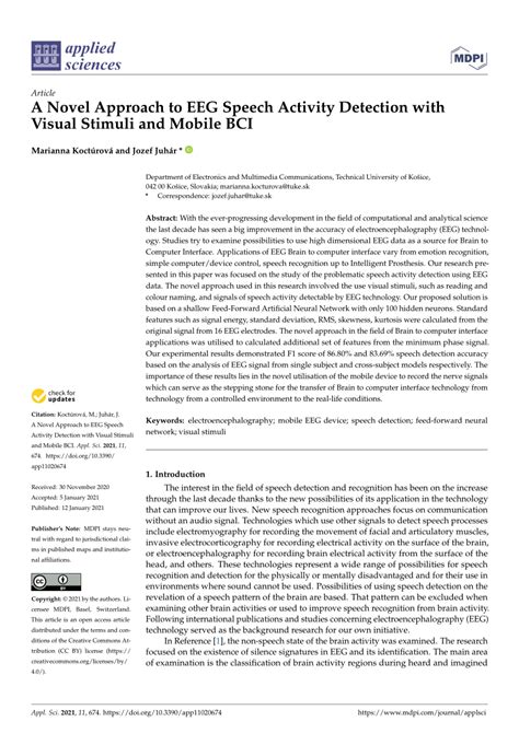 Pdf A Novel Approach To Eeg Speech Activity Detection With Visual Stimuli And Mobile Bci