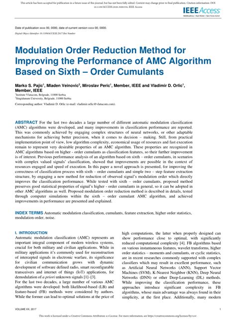 pdf modulation order reduction method for improving the performance