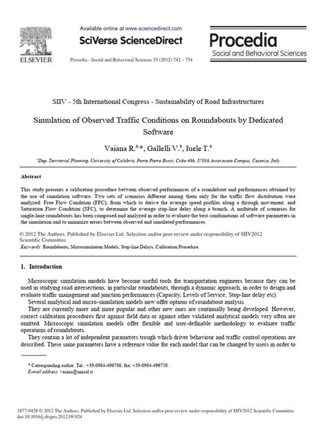 19 simulation of observed traffic conditions on roundabouts by