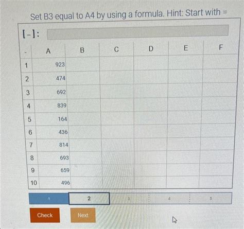Solved Set B Equal To A By Using A Formula Hint Start Chegg Com