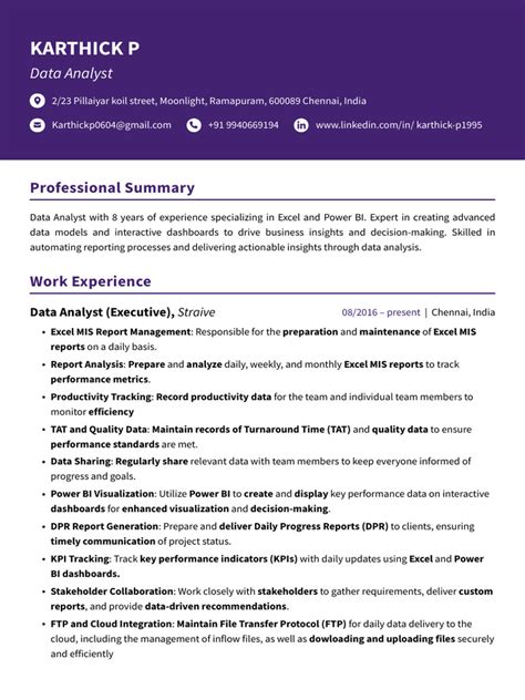 karthick p cv data analyst pdf