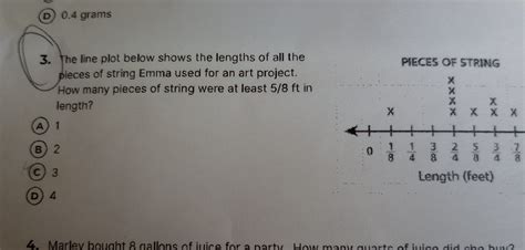 D 04 Grams 3 The Line Plot Below Shows The Lengths Of All The Pieces