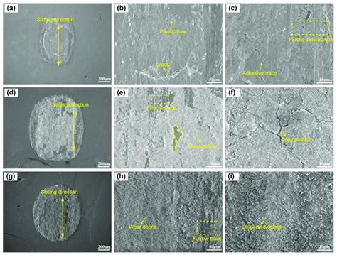 The Sem Morphology Of Worn Surface Under Ar A C Air D F And O 2 Download Scientific