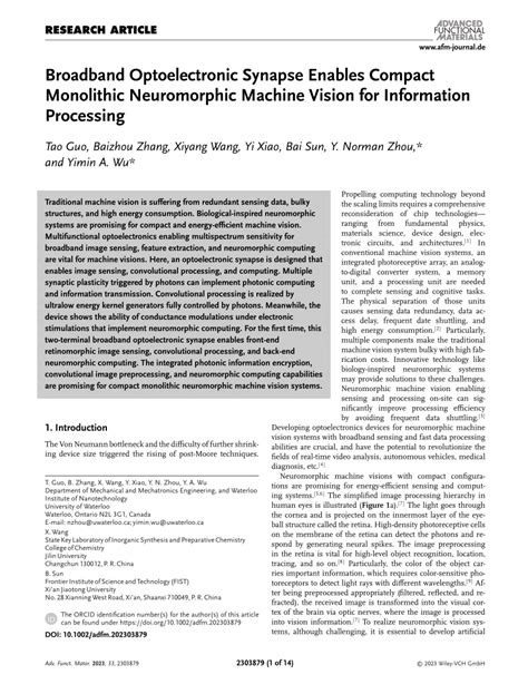 Broadband Optoelectronic Synapse Enables Compact Monolithic Neuromorphic Machine Vision For