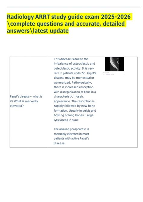 Radiology Arrt Study Guide Exam Complete Questions And Accurate