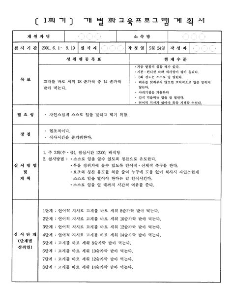 개별화 교육 프로그램 계획서 지원교육지원재활 전문서비스 Homiinfo
