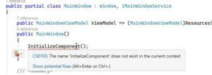 C Wpf Initializecomponent Does Not Exist In The Current Context Ekiwi De
