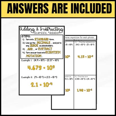 Notes Adding And Subtracting Scientific Notation By Ms Mathlete Tpt