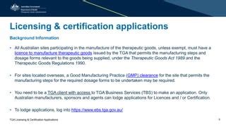 Tga Licensing And Certification Applications Tga Business Services