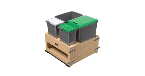 Rev A Shelf 4WCWM 2435DMSC 4 Wood Classics Bottom Mount Double 35 Qt Organic Waste Center W