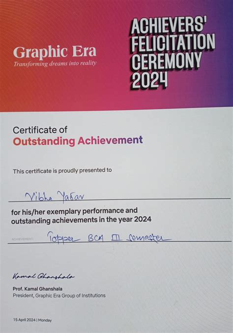 Vibha Yadav On Linkedin Appreciation Bca Graphicerahilluniversity