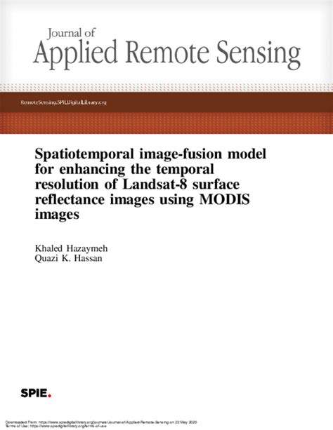 Pdf Spatiotemporal Image Fusion Model For Enhancing The Temporal Resolution Of Landsat 8