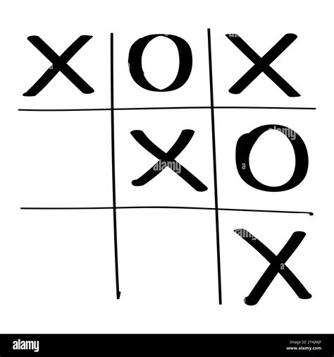 Tictactoe Naughts And Crosses Game Hand Drawn Vector Illustration Isolated On White Background