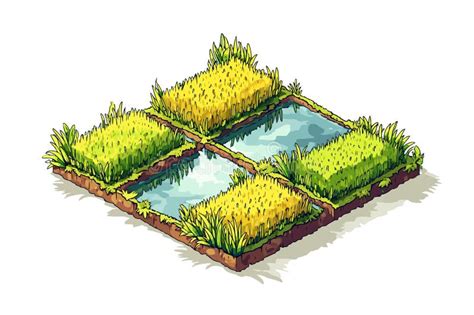 Rice Field Isometric Isolated Stock Illustration Illustration Of